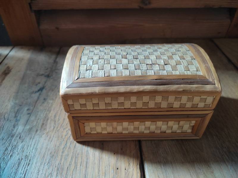 Boite bijoux damier osier tissus dp 1022713 brocanteespritdantan on ...
