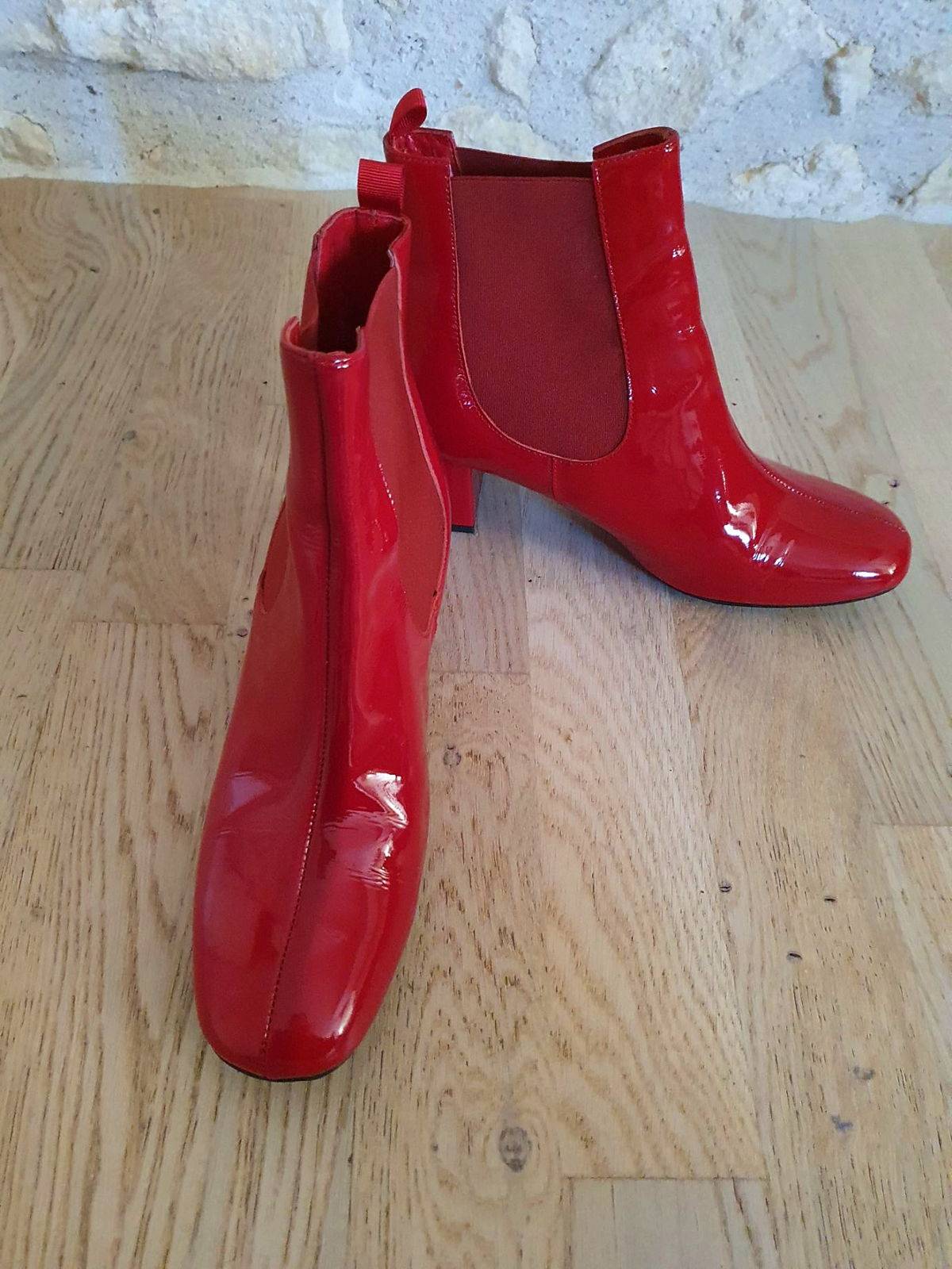 Bottines cuir vernis rouge 39,5 sur Gens de Confiance