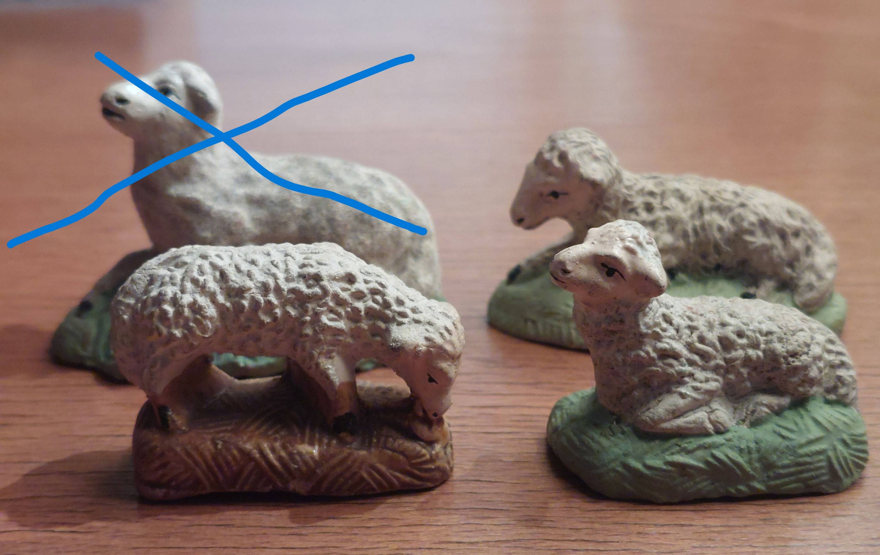 3 Santons anciens moutons en terre 3 cm, Devineau pour crèche ou ferme ...