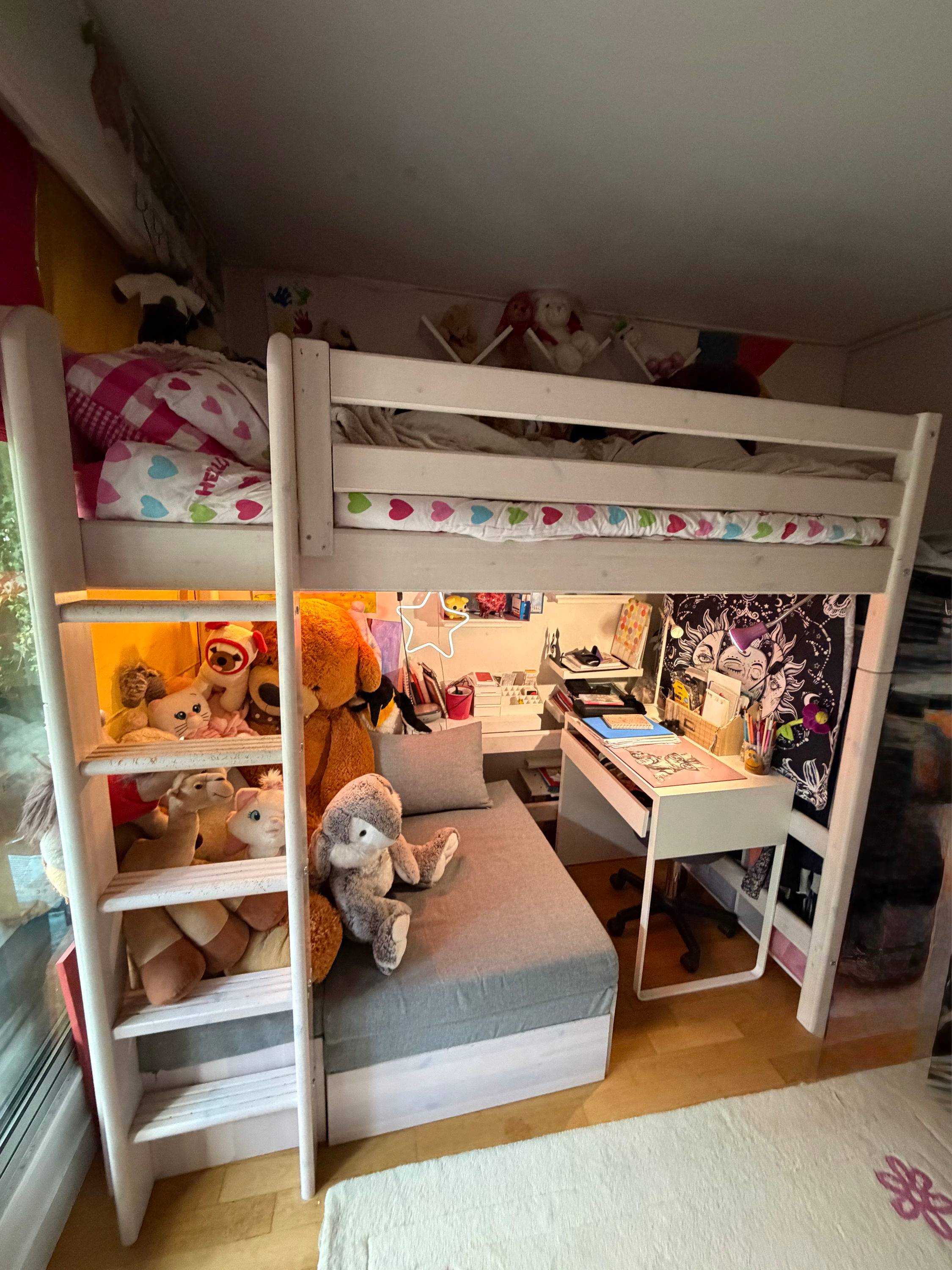 Chambre enfant Flexa : lit mezzanine avec couchage + sofa convertible ...