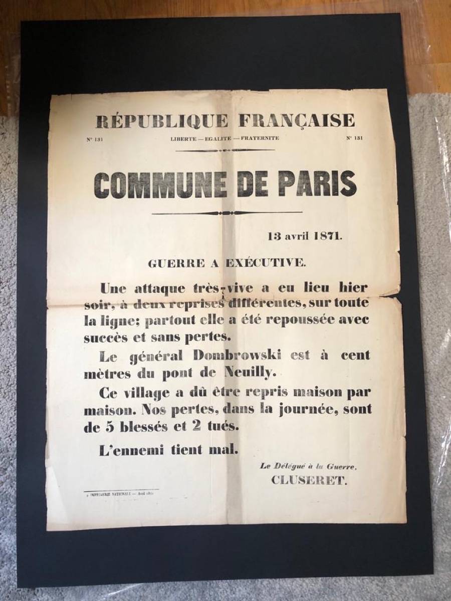 Commune de Paris - Affiche officielle originale n°131 du 13 avril 1871 ...