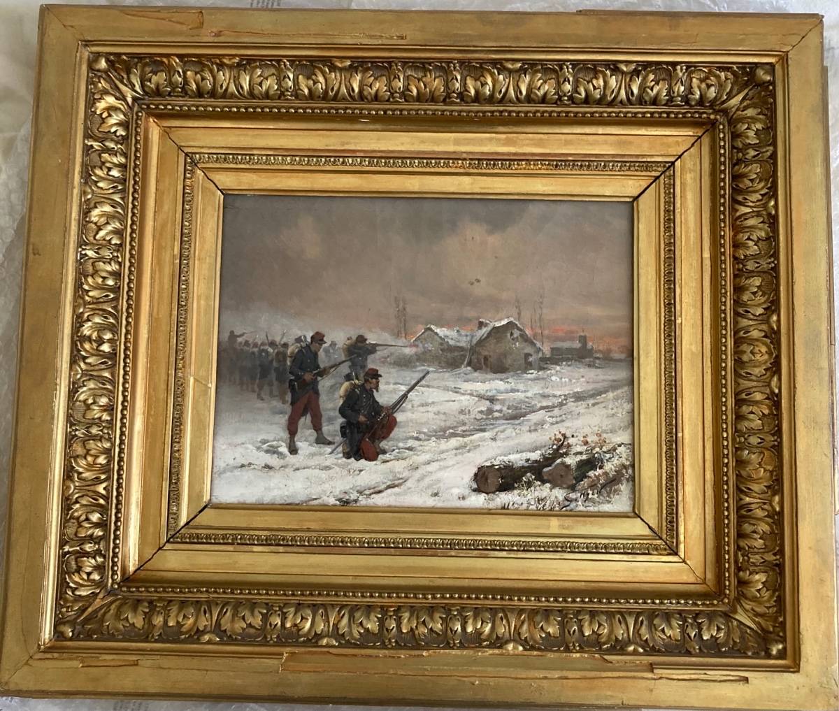 Georges Hyon (1840-1913), Champs de bataille enneigé on Gens de Confiance