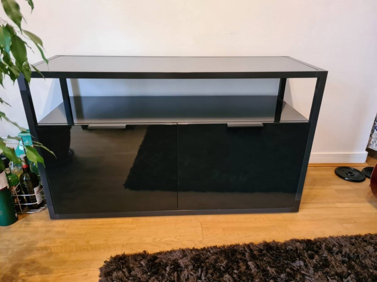 Meuble bahut/bar 2 portes, Ligne Roset, gamme Contours, noir fusil ...