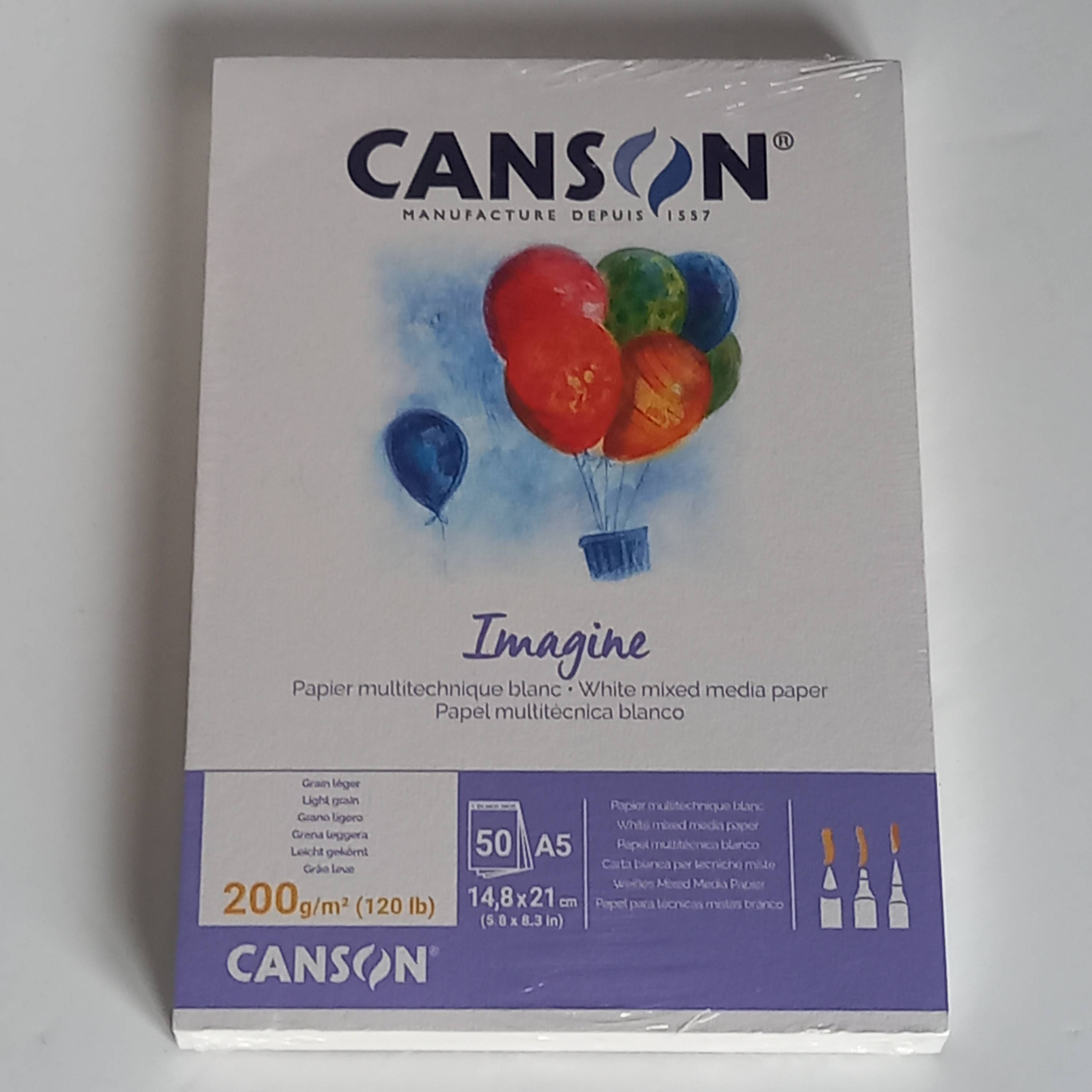 Bloc de papier multi techniques aquarelle imagine, A5, 200 grs., 50 ...