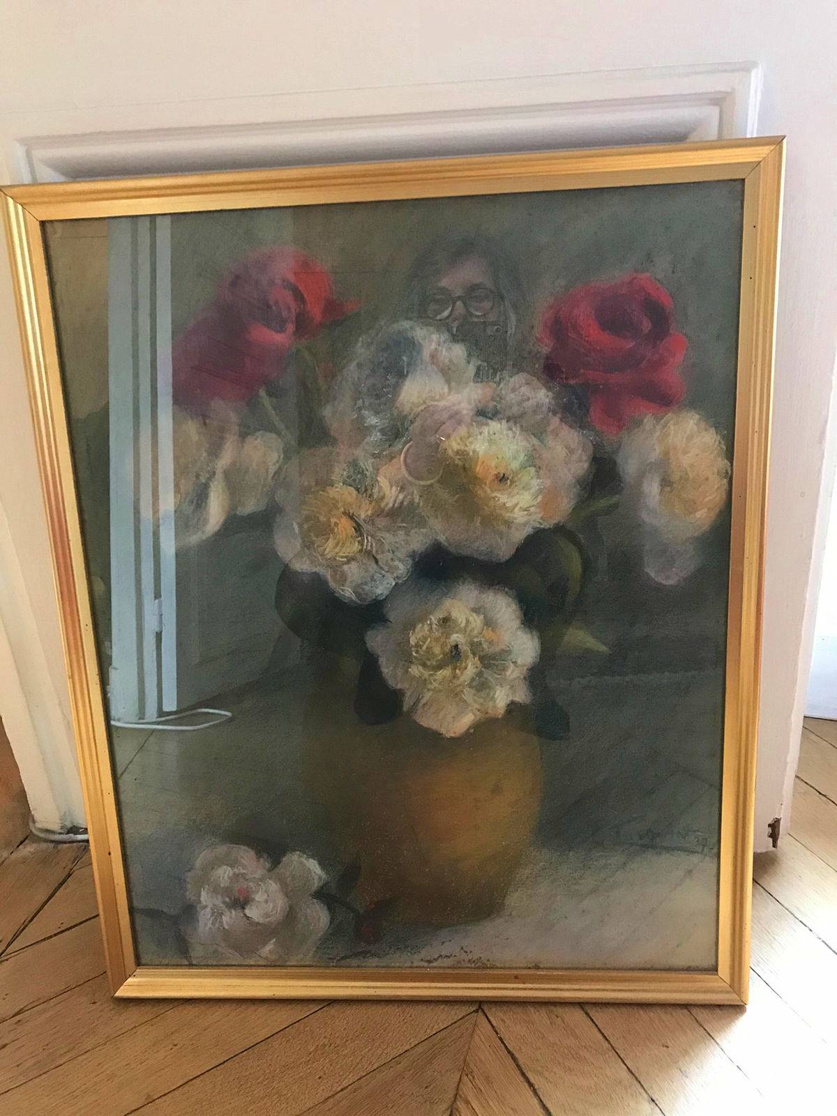 Pastel nature morte fleurs signé de 1937 on Gens de Confiance