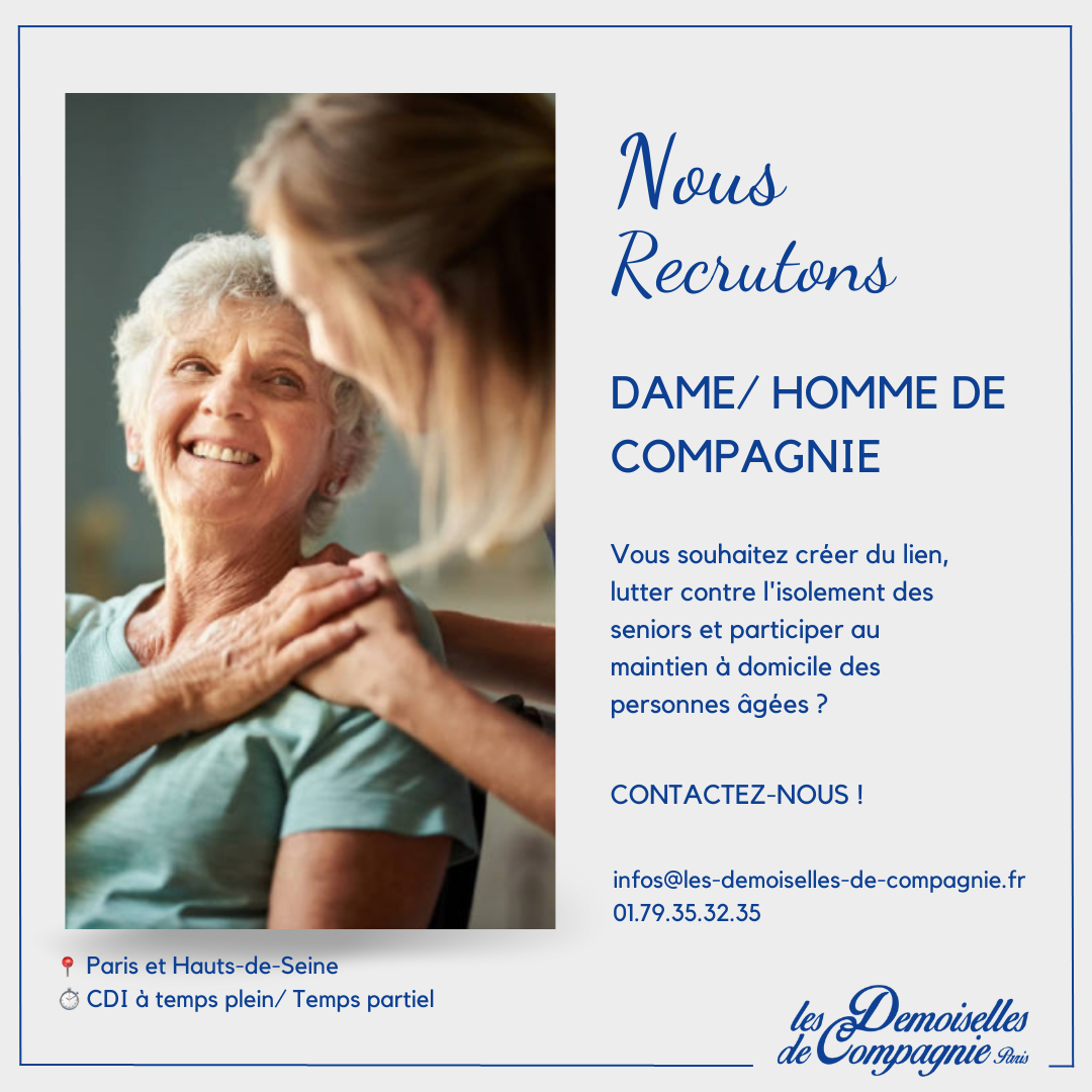 Recrutent Dame de Compagnie et Auxiliaire de vie sur Gens de Confiance