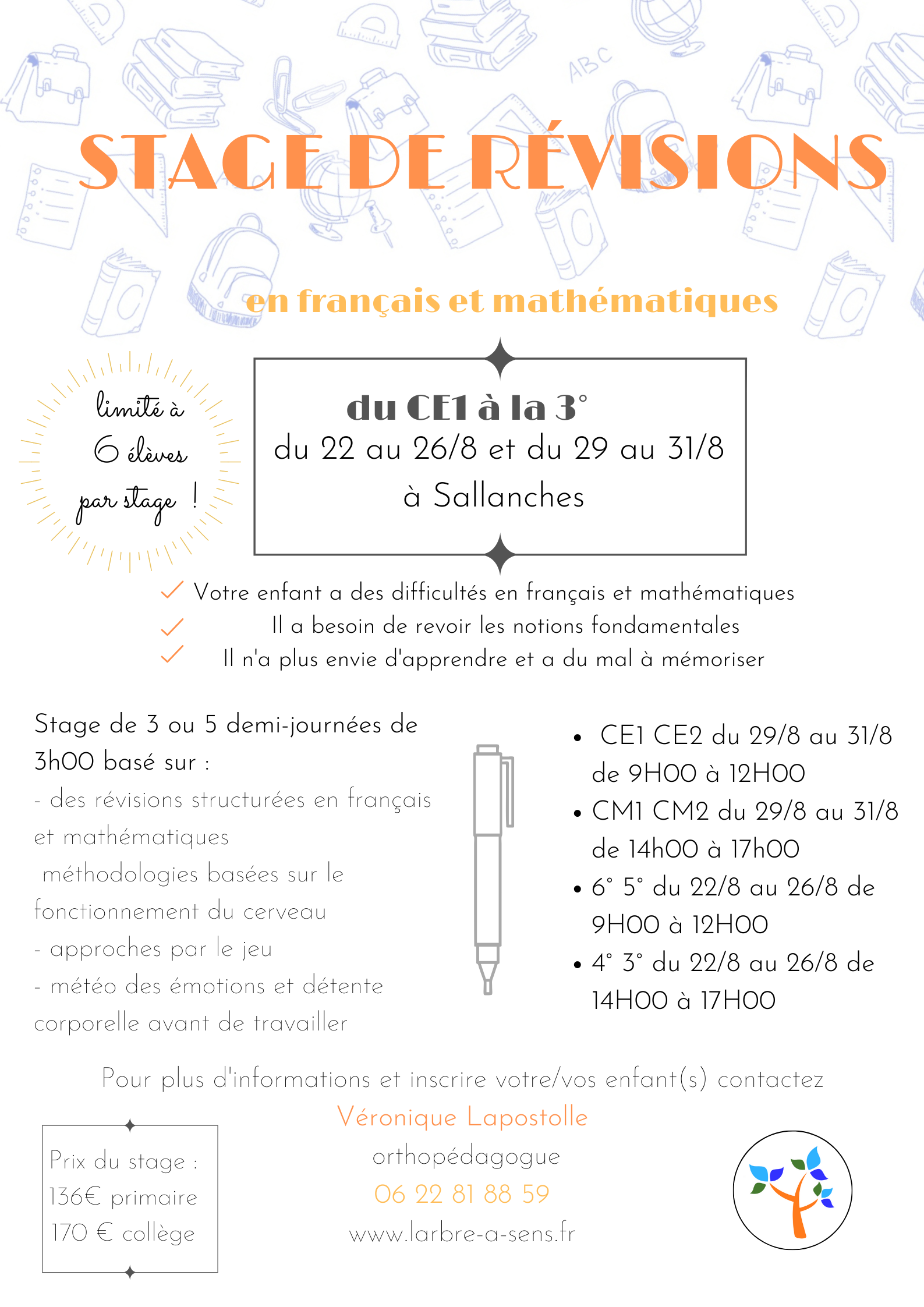 Propose Stage de révisions en français mathématiques avant la rentrée ...