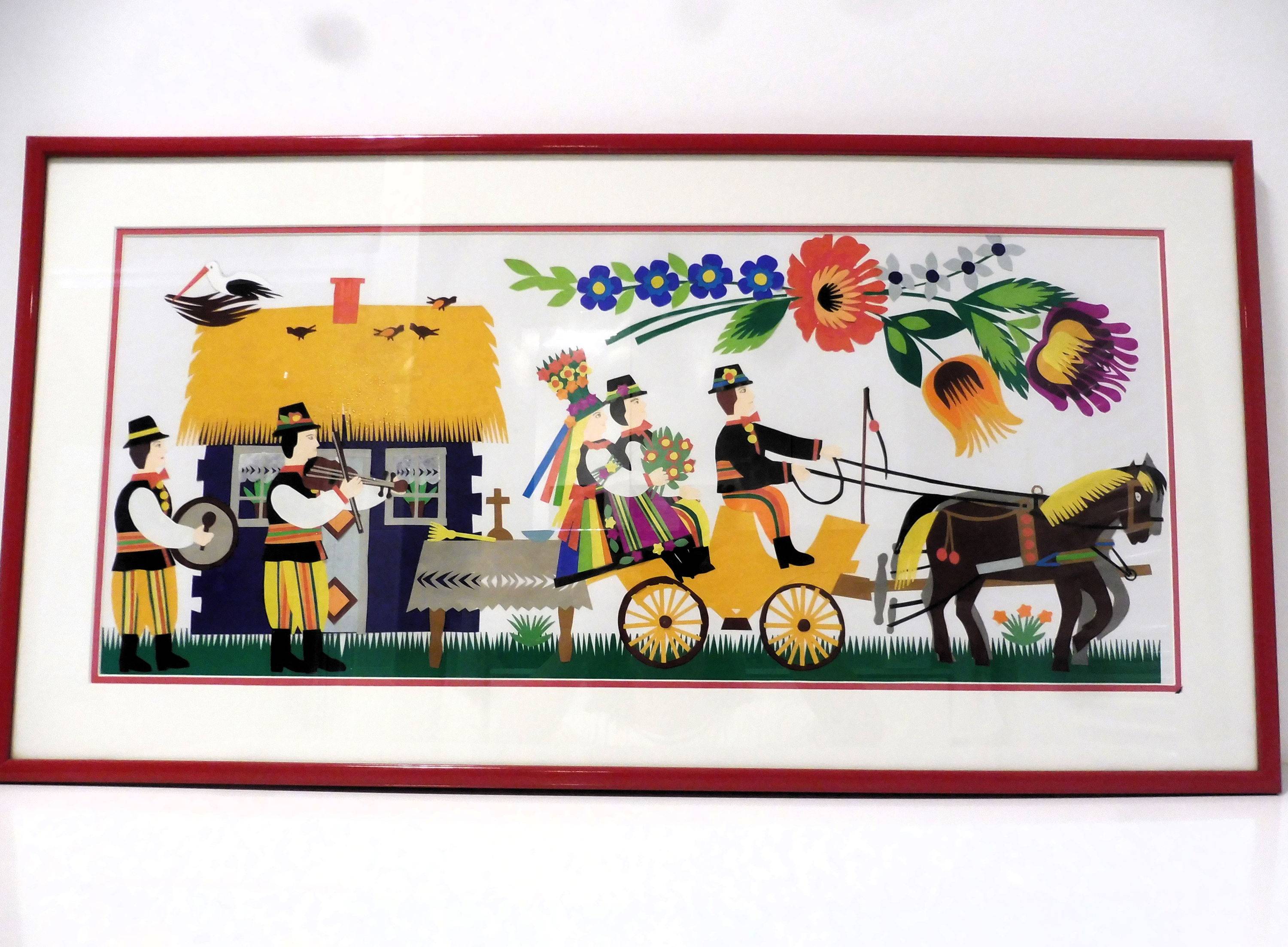 Tableau naïf – Scène de mariage dans l’art folklorique polonais ...