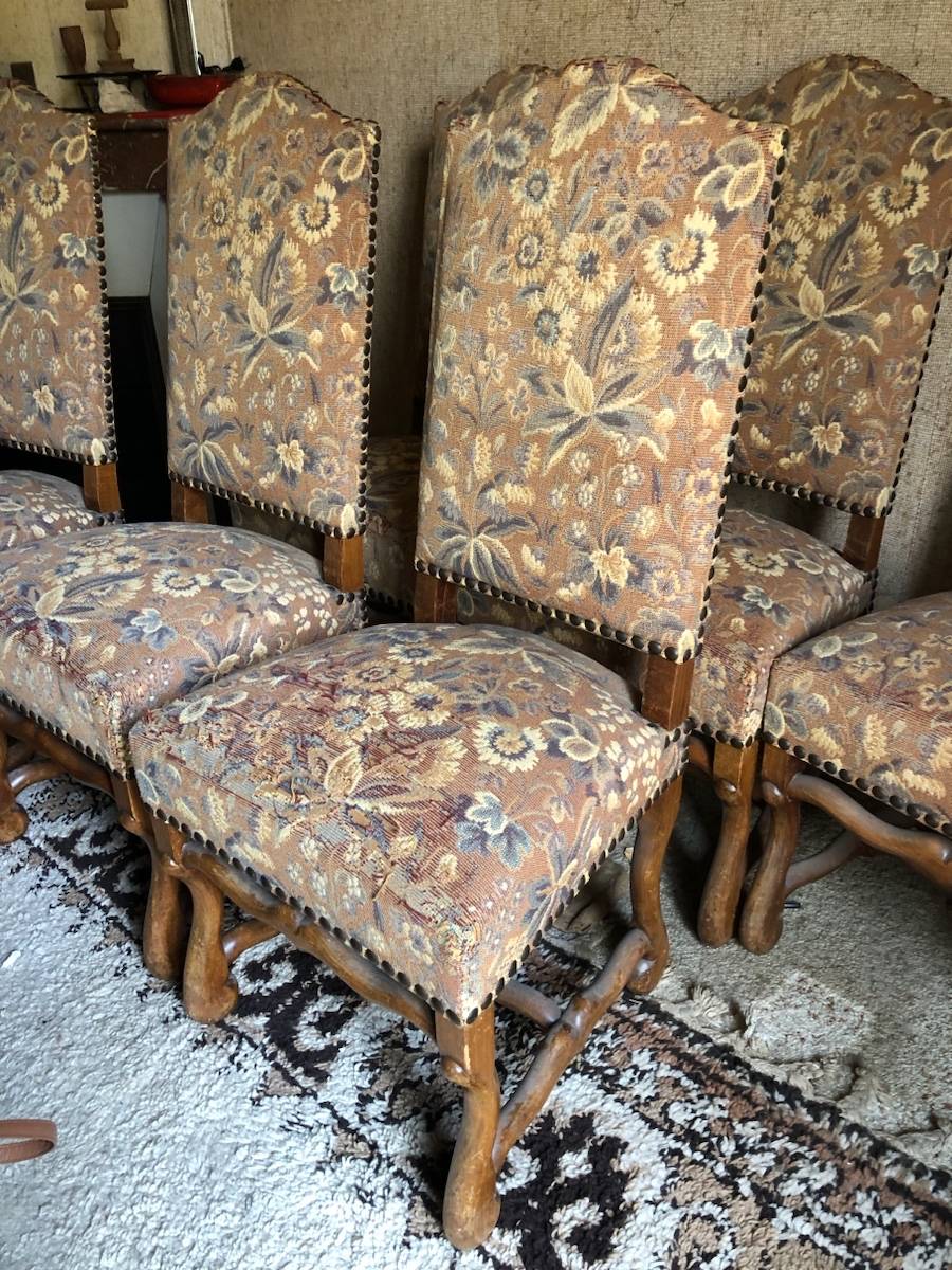 À vendre lot de 6 chaises style Louis XIII pied de mouton os de mouton ...