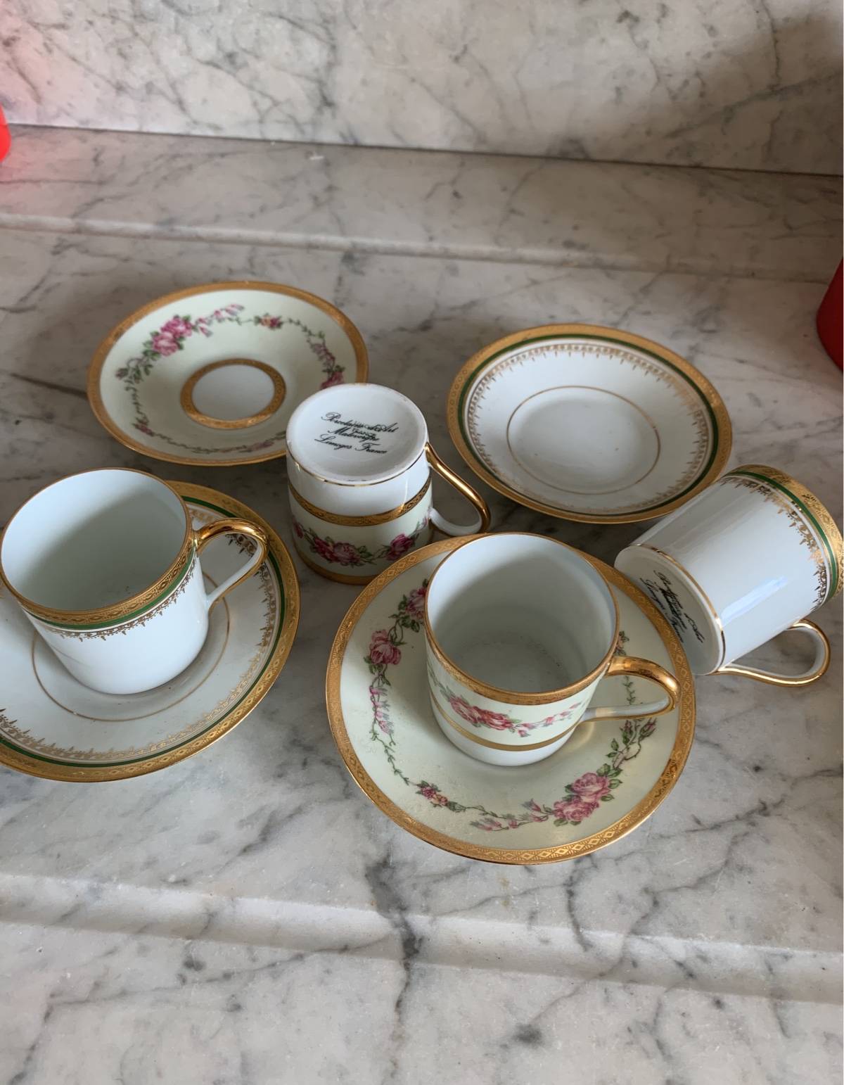 Vends 4 tasses à café, porcelaine de Limoges, Porceleine d’art ...